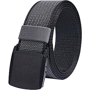 LionVII Belts for Men, 2 Colors in 1 Canvas Belt with YKK Plastic Buckle, Reversible Web Belt Breathable Fabric for Work Adjustable[53" L x 1.5" W](Black and Grey)