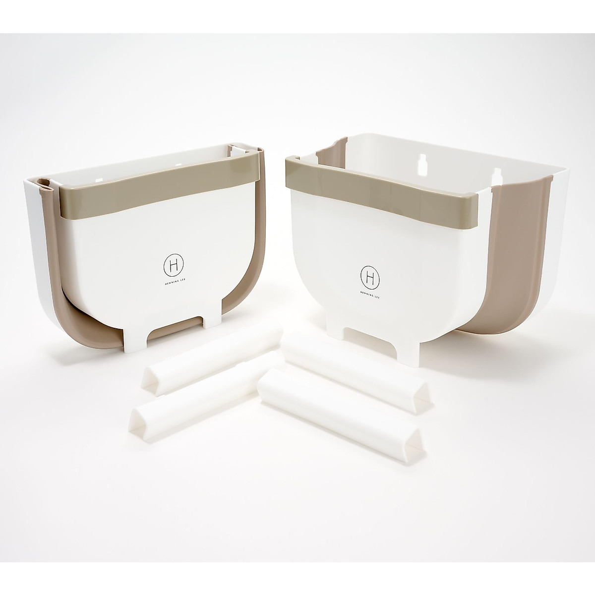 Henning Lee Set of 2, 4.75 Quart Collapsible Countertop Waste Bins, Compost Bins for Kitchen-Model K51455 (Birch)