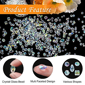 Tetutor Crystal Beads, 800 Pcs Crystal Glass Beads Bulk, Clear Crystal Beads for Jewelry Making, AB Color Rondelle Faceted Beads Suncatcher Beads for DIY Craft Jewelry Bracelet Making