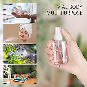 36 Pack 2oz Small Spray Bottles, Clear Empty Fine Mist Plastic Mini Travel Bottle, Refillable Empty Liquid Containers with 42 Labels