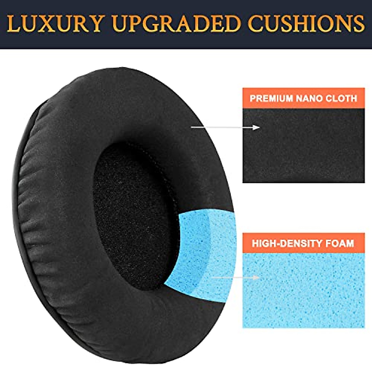 SOULWIT Nano Cloth Earpads Replacement for JBL Synchros E50 E50BT S500 S700 Wireless Headphones, Ear Pads Cushions with Noise Isolation Foam