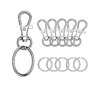 20pcs Keychain Clips for DIY Crafts, Swivel Snap Hooks with Key Rings, Lobster Claw Clasp for Key Ring Clip Lanyard, Jewelry Making,Christmas Decoration,Gift