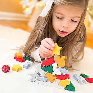 HABA Animal Upon Animal Christmas Limited Edition Wooden Stacking Game in Collector's Tin - Fun Games with Wooden Animals & Christmas Games