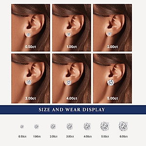 The Diamond Channel 0.50-6 CARAT Lab Diamond Stud Earrings for Women 14 Karat Gold Round Earrings 4 Prong Setting with Screw Back and Posts Studs (F-G Color, VS1-VS2 Clarity) (1.00 cttw, white-gold)