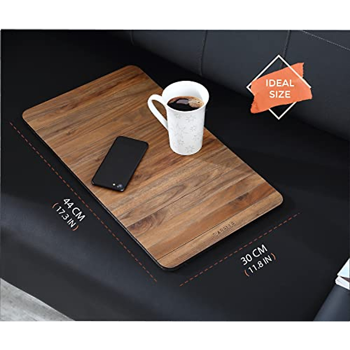 SIABELLE® Sofa Arm Tray, Flexible Couch Arm Tray Table, Foldable Cup Holder for Armrest, Portable Couch Tray for Drinks, Snacks, Phone, TV Remote - (17.4” x 12”)