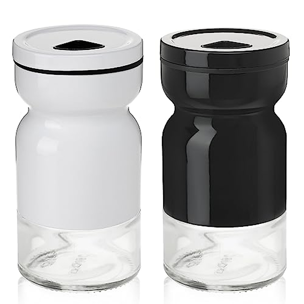 Stainless Steel Salt And Pepper Shakers Set,with Clear Glass Bottom,Spice Shakers with Adjustable Pour Holes,Classic Salt Pepper Shaker for Table,RV,Camp,BBQ(2 PACK)