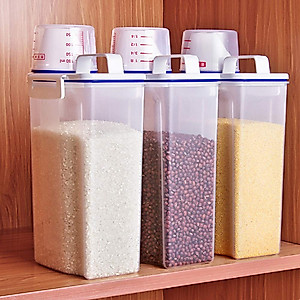 Yosoo 2Pcs Plastic Rice Storage Box, Thick Plastic Flour Storage Capacity Cereal Storage Bin Food Container for Kitchen
