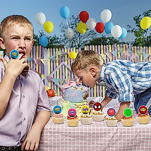 Superhero Cupcake Topper Birthday Party Favor, Superhero Cup Cake Decorations Supplies Finger Rings Gift for Anime Fans Kids (Superhero)