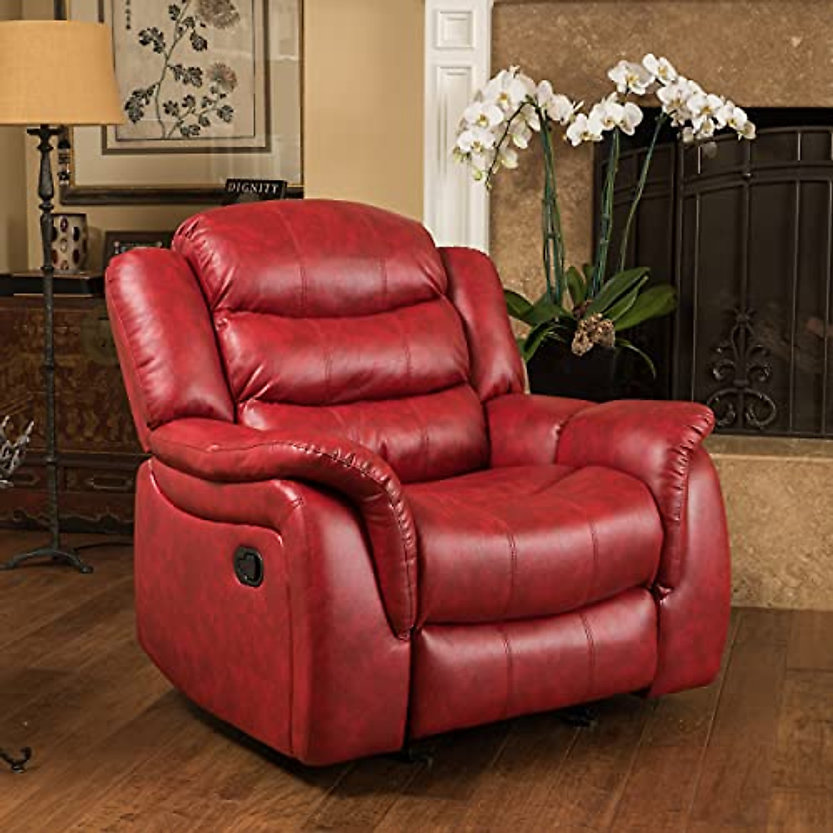 Christopher Knight Home Hawthorne Glider Recliner, Leather, Oxblood Red