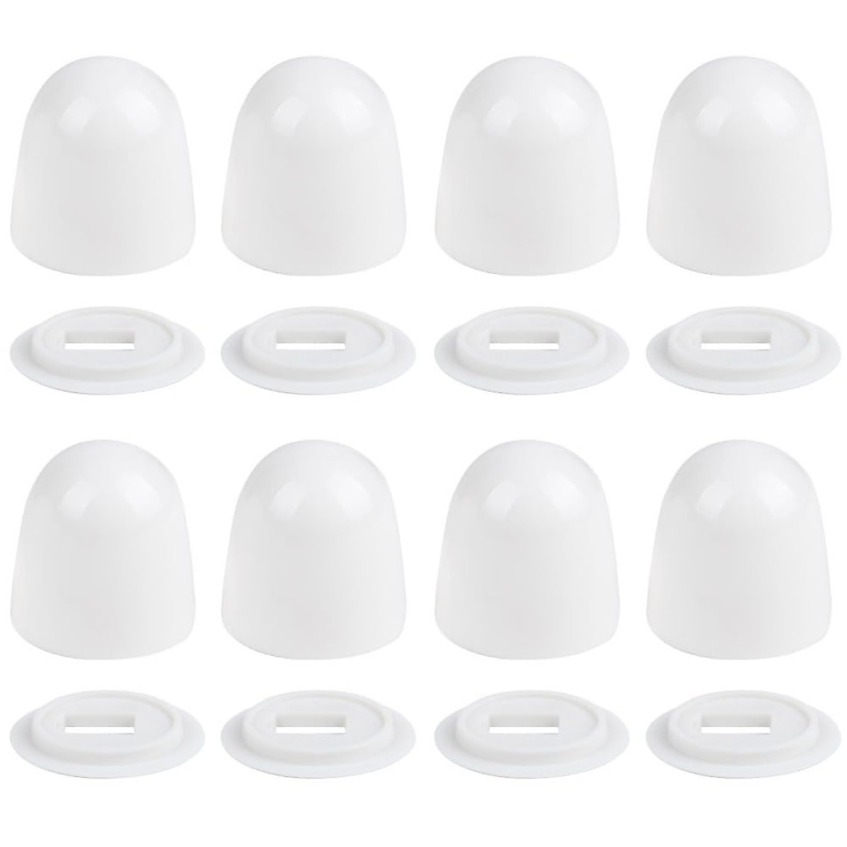 RecDec 8 Pack Toilet Bolt Covers Cap White Plastic Snap-On Taller Caps with Washer Universal Fit for Uncutting Floor Mount Screws Bowl Decorative Bidet Seat Easy Install