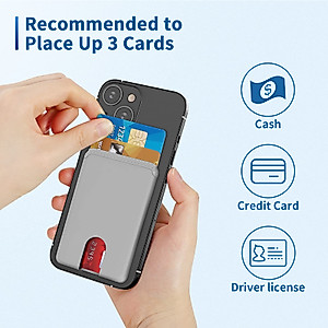 Senose Phone Wallet, Phone Card Holder Stick On Credit Card Holder for Back, Phone Pocket Sleeve Compatible for iPhone 14/13/12/11 Android Smartphone