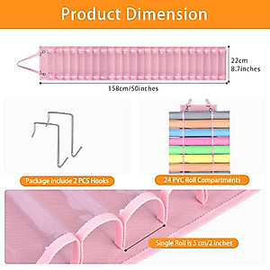 Mightree Vinyl Roll Holder, Wall Mount Vinyl Roll Organizer, Foldable Vinyl Holder Bag for Craft Collecting Vinyl Paper, Wrapping Paper, Hanging Door Vinyl Bag with 24 Compartments, Pink