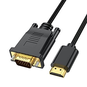 HDMI to VGA Cable 6 Feet, HDMI to VGA Uni-Directional 1080P HD Video Cord Compatible for Computer, Desktop, Laptop, PC, Monitor, Projector, HDTV and More (1.8M)