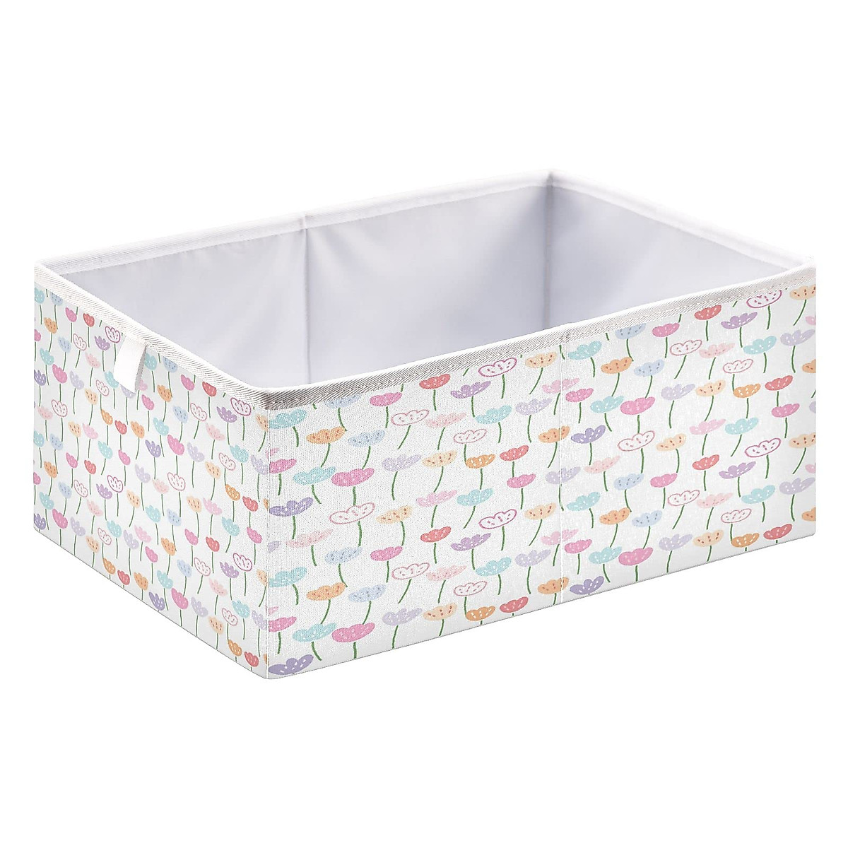 Kigai Cartoon Flowers Open Home Storage Bins, for Home Organization and Storage, Toy Storage Cube, Collapsible Closet Storage Bins, with Small Handles, 11.02" L x 11.02" W x 11.02" H