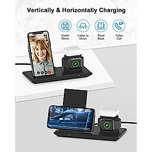 Wireless Charger - NANAMI 3 in 1 Fast Wireless Charging Station for Apple Watch Series 5/4/3/2/1,AirPods Pro, iPhone 15/14/13/12/11/XS/XR/X,Galaxy S24/S23/S22/S21/S20/S10/S9/Note 20(with 18W Adapter)