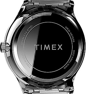 Timex Men's Modern Easy Reader 40mm Watch – Silver-Tone Case Black Dial with Stainless Steel Expansion Band