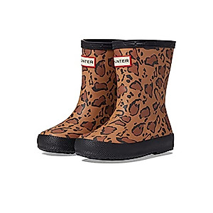 Hunter Little Kids Original First Classic Leopard Print Rain Boot, Rich Tan/Saddle/Black, 7
