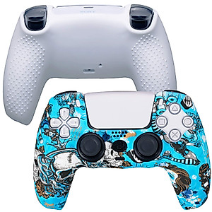 9CDeer 1 Piece of Silicone Transfer Print Protective Cover Skin + 10 Thumb Grips for PlayStation 5 / PS5 Controller Sorceress
