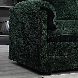 FANYE L-Shaped Corner Convertible Modular Sectional Sofa Couch W/Movable Ottoman and 3 Pillows, Chenille Upholstery Double Cushions Deep Seat Sleeper Sofa&Couch for Home Office Apartment Living Room