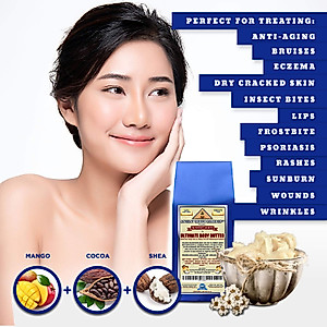 Ancient Health Remedies Organic Shea, Cocoa, Mango Butter ULTIMATE BODY BUTTER BLOCK 1 LB (16 oz) Raw, Unrefined Skincare Ingredient for Homemade DIY Lotion Making, Baby Care and Hand Cream (USA)