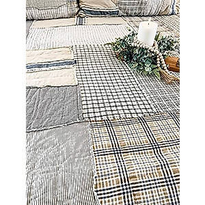 Piper Classics Mill Creek Queen Quilt, 90 x 90, Modern Farmhouse Style Bedding, Country Quilted Patchwork Bedding Grain Sack Stripe, Ticking & Plaid Fabrics, 100% Cotton …