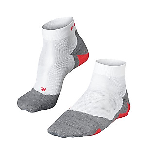 FALKE Men's RU5 Race Short Running Socks, Quarter Length, Ultralight Cushion, Athletic, Breathable Quick Dry, Nylon, White (White-Mix 2020), 6.5-8.5, 1 Pair
