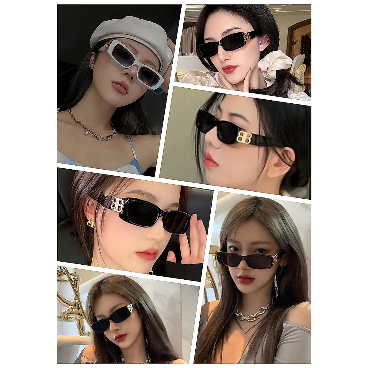 NLEYANB 5 Pieces Y2K Small Rectangle Square Sunglasses Bulk for Women UV400
