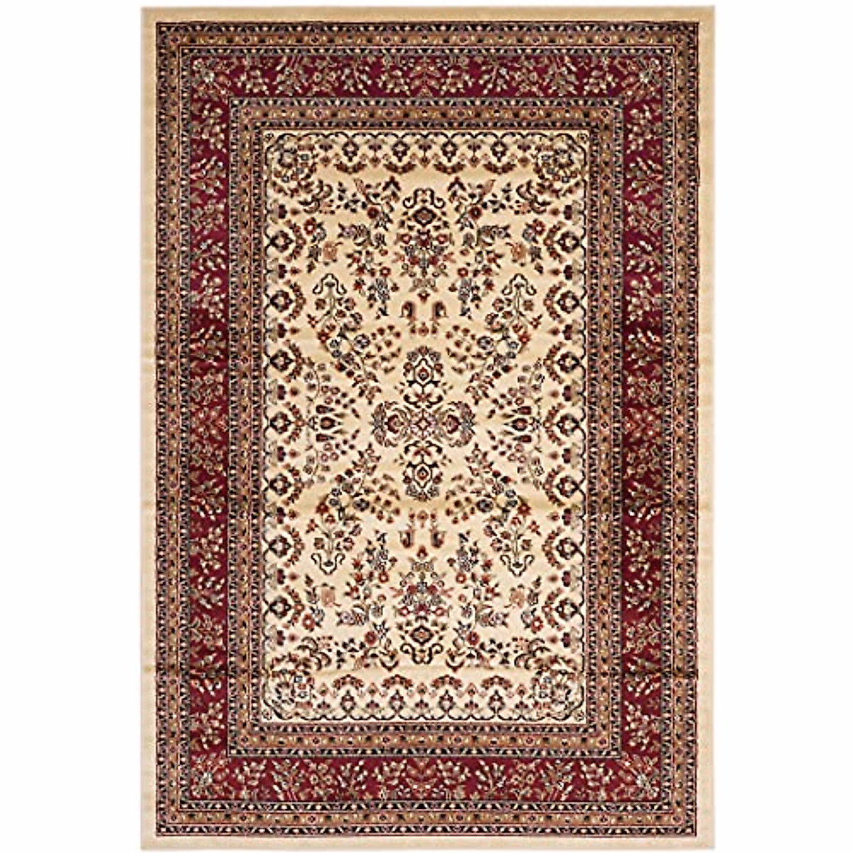 SAFAVIEH Lyndhurst Collection Area Rug - 9' x 12', Ivory & Red, Traditional Oriental Design, Non-Shedding & Easy Care, Ideal for High Traffic Areas in Living Room, Bedroom (LNH331A)