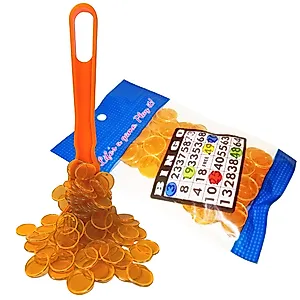 MR CHIPS Made in USA Magnetic Wand with 100 Bingo Plus Extra Orange Chips