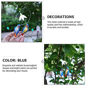 BESTOYARD Metal Wind Chimes Blue Hummingbird Pendant Metal Sun Visor Bird Series Bird Series Sculpture Pendant