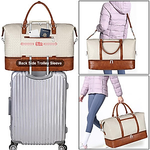 IBFUN Overnight Bags for Women, Large Travel Duffel garment Bag for Women with Shoes Compartment, Carry on Bag for Airplanes Men Leather Travel Business Essential Toiletry Gift 3Pcs
