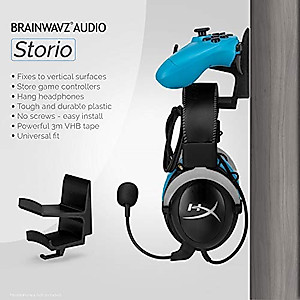 BRAINWAVZ The STORIO - Gamepad Controller & Headphone Hanger Holder Stand - Designed for XBOX ONE, PS4, PS3, PS5, Dualshock, Switch, PC, Steelseries, Steam & More, Black