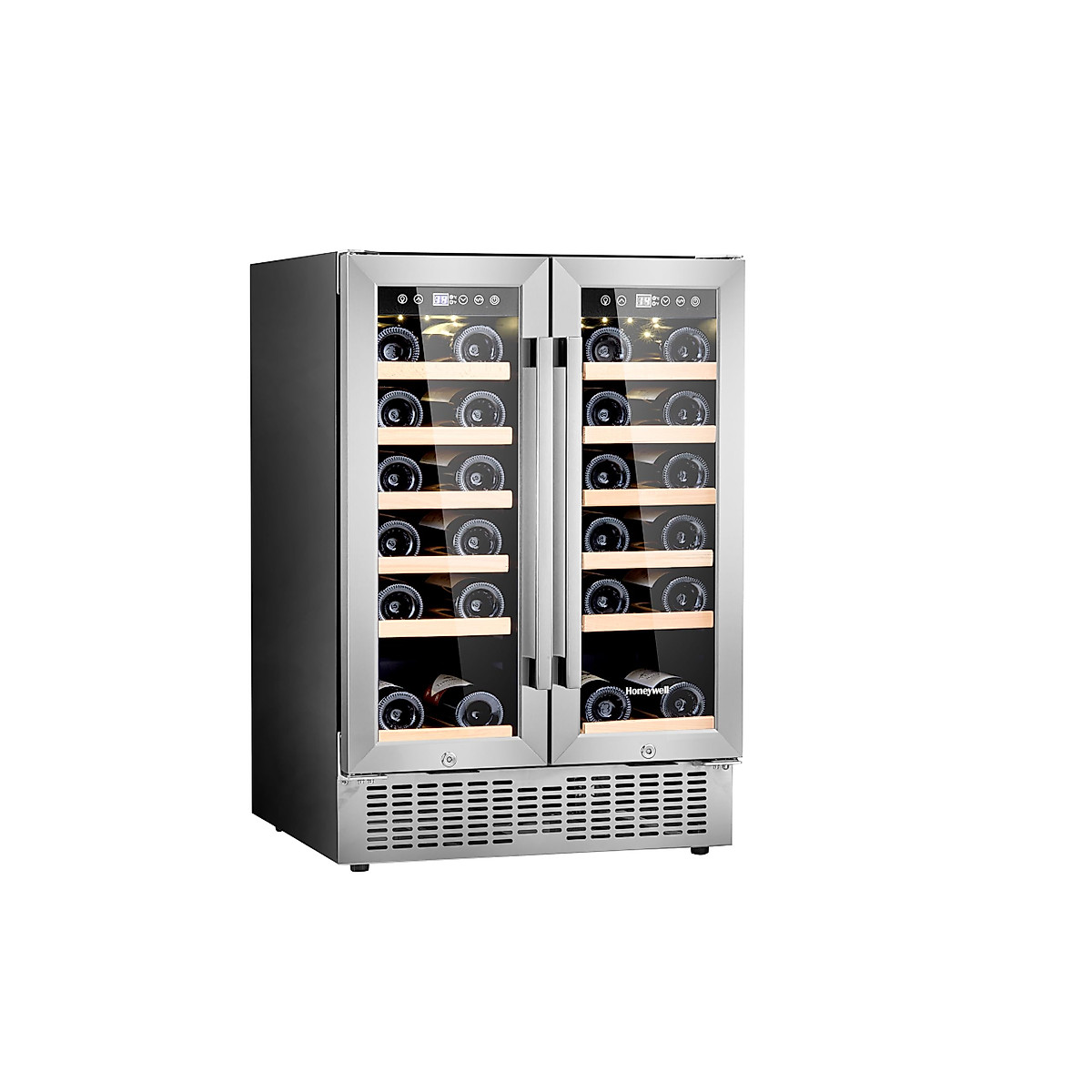 Honeywell 36 Bottle Dual Zone Compressor Wine Cooler Refrigerator, Large Freestanding Wine Cellar For Red, White, Champagne or Sparkling Wine, Digital Temperature Control, Stainless Steel