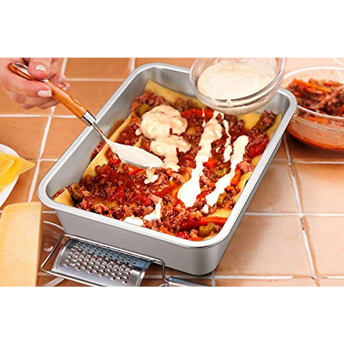 HVUE Upgrade Set of 6 Hotel Pan 6 inch Deep Steam Table Pan Full Size 20x12x6 Inch Stainless Steel Anti Jam Steam Table Pan Hotel Pan for Hotels Restaurant(6 PCS 20x12x6in)