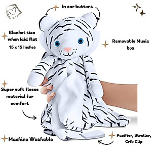 Portable Sound Machine Baby - White Noise & Lullaby – Toddler Sleep Aid - Baby Boy or Girl - Baby Shower - White Tiger Baby Blanket – Plush & Cuddly – Miracle for Reducing Night Time Wake ups