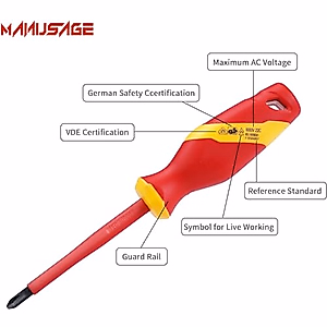 Manusage 1000V Insulated Electrician Screwdriver Set, 8-Pieces CR-V Magnetic Phillips Slotted Screwdriver Compatible with Tesla model 3 model y Cybertruck Charging stations