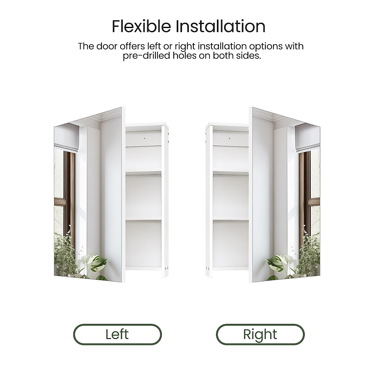 CHOEZON Bathroom Medicine Mirror Cabinet, Wall-Mounted Bathroom Vanity with Mirror, Bathroom Medicine Cabinet with Storage Function, Hanging Storage Cabinet, Adjustable Shelves, White