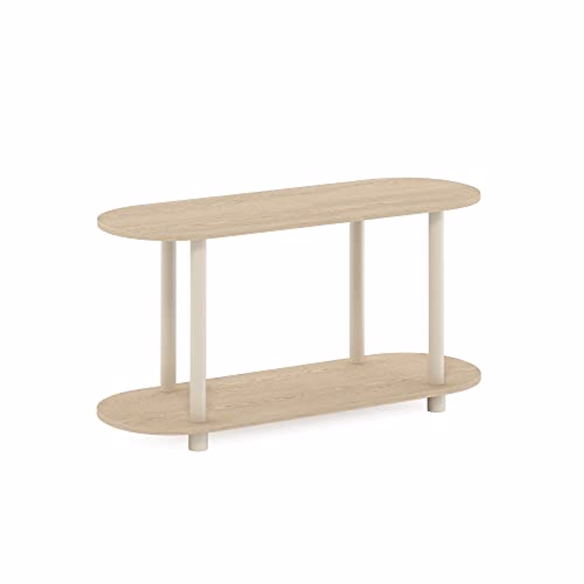 Furinno Turn-N-Tube No Tools Modern Oval Side Table, Bauhaus Oak/Beige