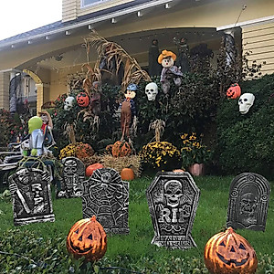 Halloween Foam RIP Graveyard Tombstones (5 Pack), Headstone Halloween Yard Decorations with 10 Metal Stakes, Foam Tombstone Halloween Decorations for Lawn Yard Garden Outdoor Indoor Decorations