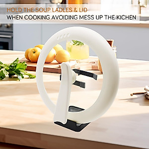 vocheer Pot Lid Holder, Kitchen Organizer Rack Spoon Rest Rack Holder-Lid Stand for Utensils in Kitchen, Black