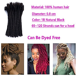 Kbeth 0.8cm Diameter Loc Extension 100% Human Hair Dreadlock Extensions for Man/Women Full Head Handmade loc Extensions Bundles Can Be Dyed Bleached Curled and Twisted 0.8cm 8 Inch 10 Strands