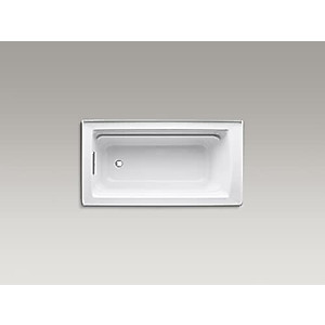 KOHLER K-1123-LA-0 Archer 60-Inch x 32-Inch Alcove Bath with integral apron, integral flange and left hand drain, White, one-size