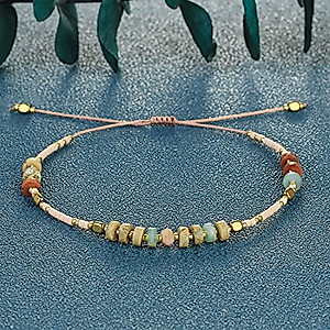 KELITCH Seed Beads Bracelet Handmade Braided Adjustable Charm Stand String Boho Friendship Chains Bracelets for Women
