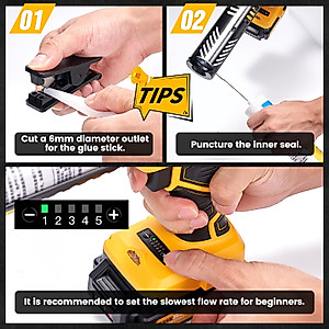 TaskStar Cordless Caulking Gun,5 Adjustable Speed Electric Caulk Gun with 2.0Ah Li-Battery & Charger, LED Light and Cutting Tool,Cordless lightweight Dripless Caulk Gun for Bathroom Balcony Doors