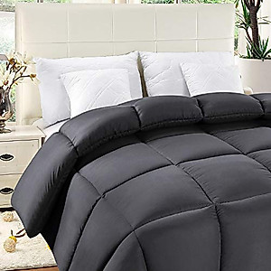 Utopia Bedding Comforter Duvet Insert - Quilted Comforter with Corner Tabs - Box Stitched Down Alternative Comforter (Queen, Grey)