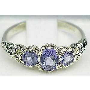 LetsBuyGold 925 Sterling Silver Real Genuine Tanzanite Womens Promise Ring - Size 9