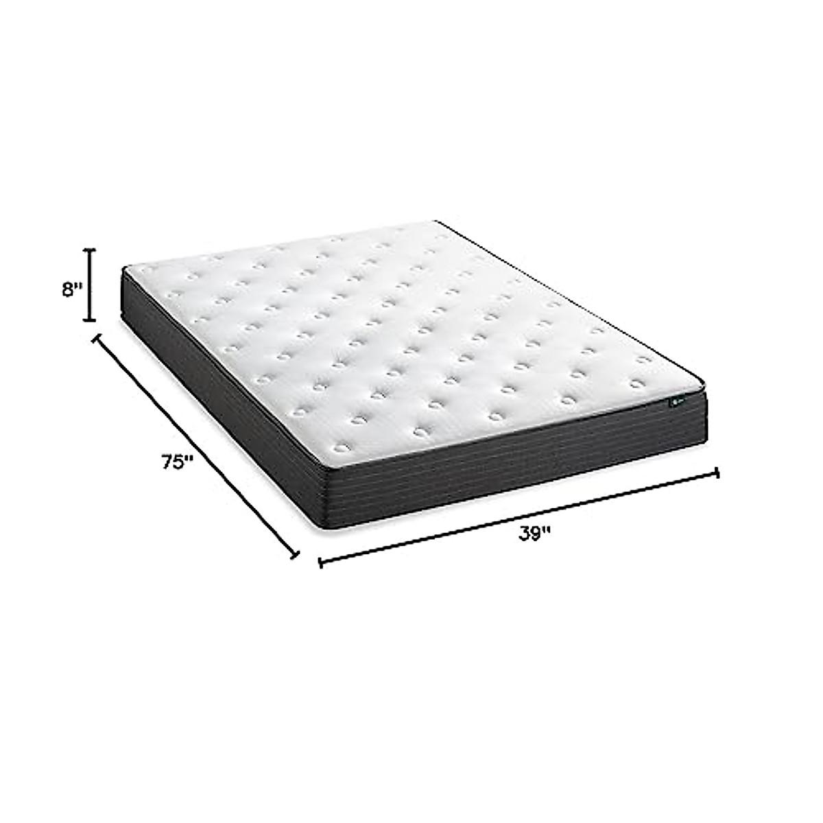 Zinus 8 Inch Comfort Essential Pocket Spring Hybrid Mattress/Pressure Relieving Support/CertiPUR-US Certified/Mattress-in-a-Box, Twin, White; Grey
