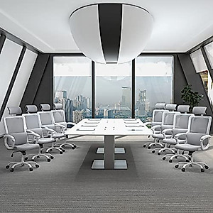 SMUG Ergonomic Home Computer Lumbar Support Mesh Adjustable Headrest Armrest and Wheels Swivel Rolling Office Chair(Grey)