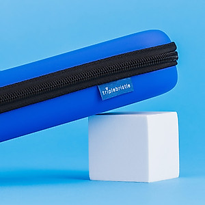 Triple Bristle Sonic Toothbrush Travel Case | Portable, Breathable & Hard Protection for Traveling, Camping, Office or Purse | Mesh Pocket for Accessories | BLUE