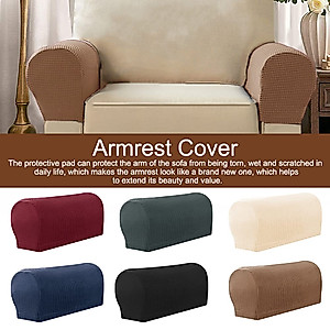 LVOERTUIG Stretch Armrest Covers Armchair Slipcovers,2pcs Waterproof Polyester Sofa Armrest Covers,Washable Armchair Slipcover Arm Cover Furniture Protector for Sofa Chair Recliner(Wine Red)